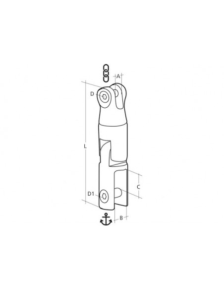 Giunto Ancora Girevole con Snodo Modello 0133418 A mm 10 L mm 120 D mm 7 Per catena D mm 6/8 B ...